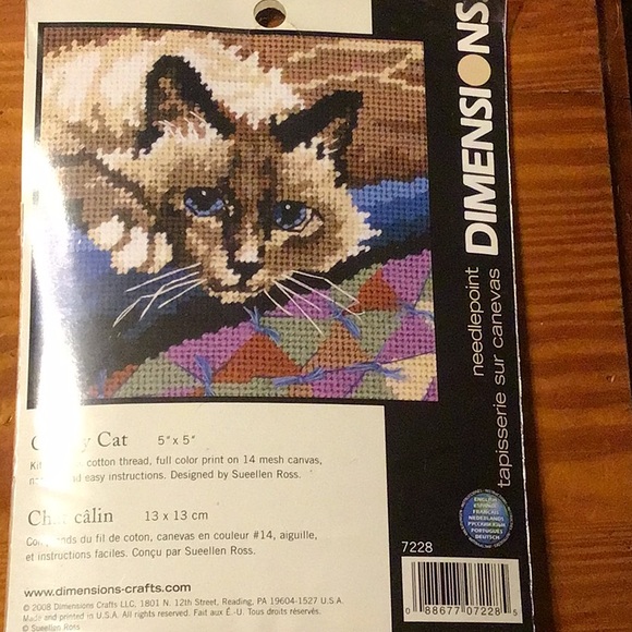 dimensions | Office | Dimensions Needlepoint Cuddly Cat | Poshmark